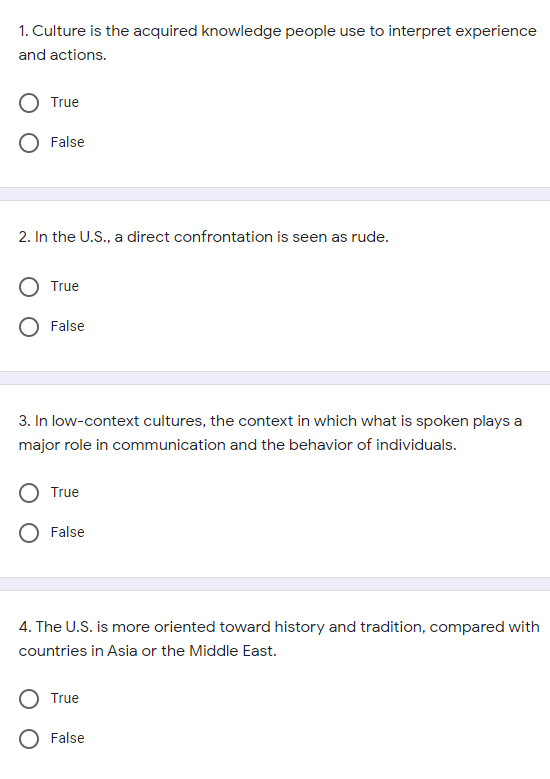 Solved 1. Culture is the acquired knowledge people use to | Chegg.com
