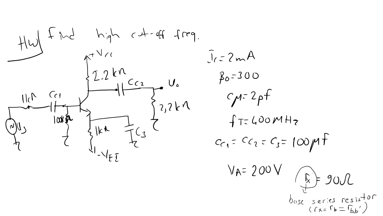 find high cut-off freq. Hul +Vrc J = 2mA 12.2kn elf | Chegg.com