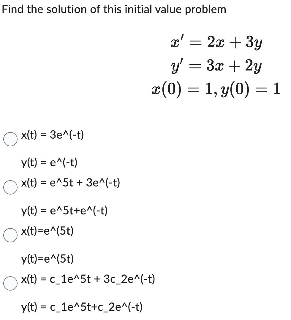 Solved Find the solution of this initial value problem | Chegg.com