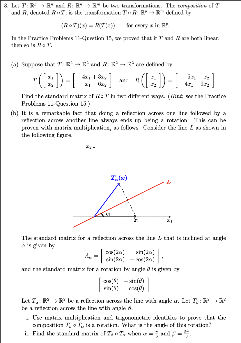 Solved 3. Let T: RP → R™ and R: R" → RM be two | Chegg.com