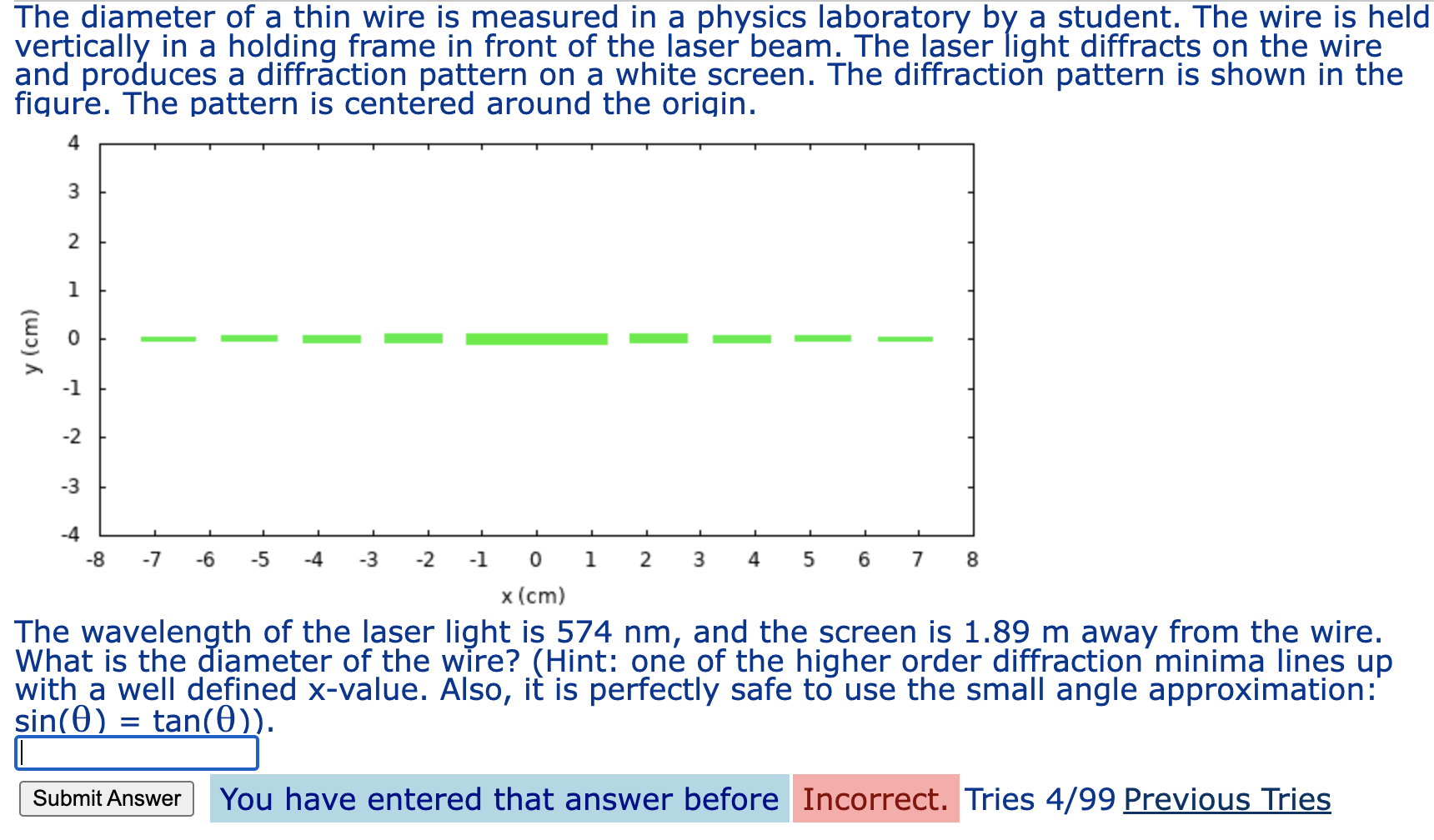Solved The diameter of a thin wire is measured in a physics | Chegg.com