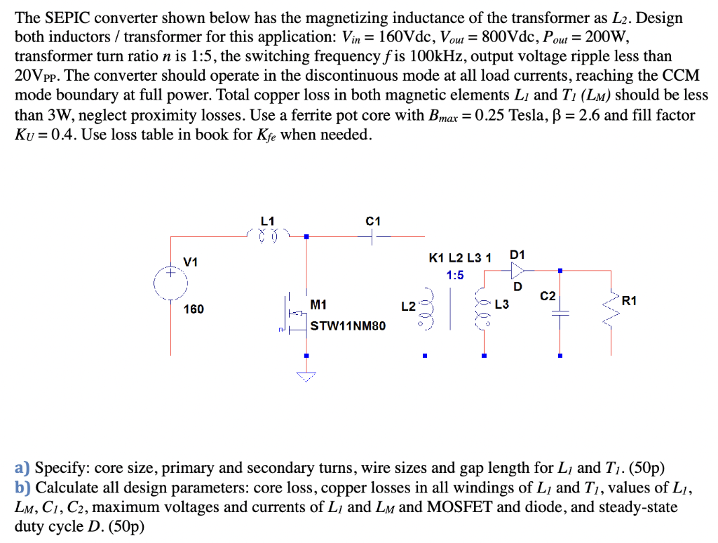Solved The SEPIC converter shown below has the magnetizing | Chegg.com