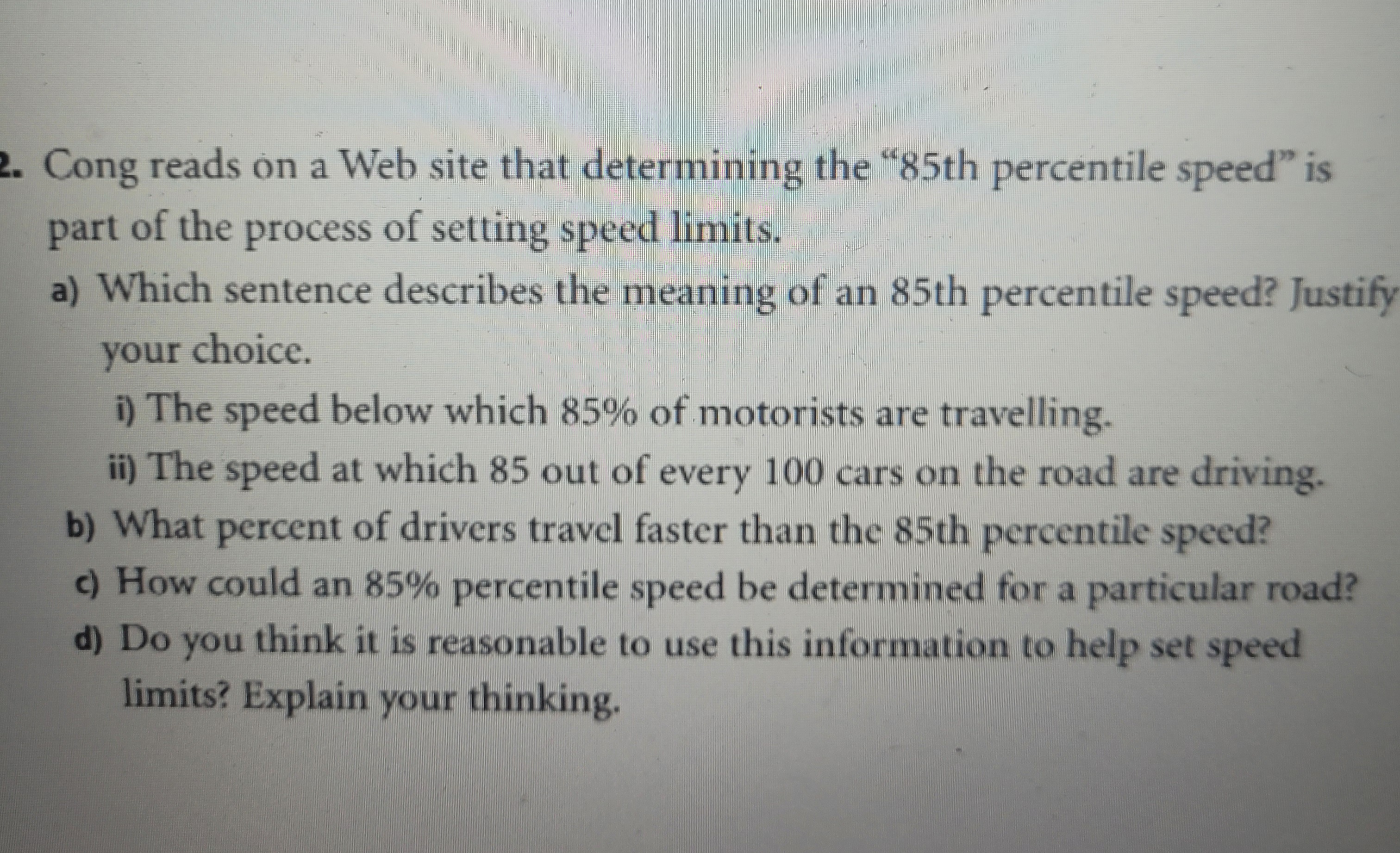 Solved - Cong reads on a Web site that determining the " 85 | Chegg.com