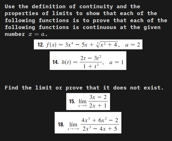 Solved Use the definition of continuity and the properties | Chegg.com