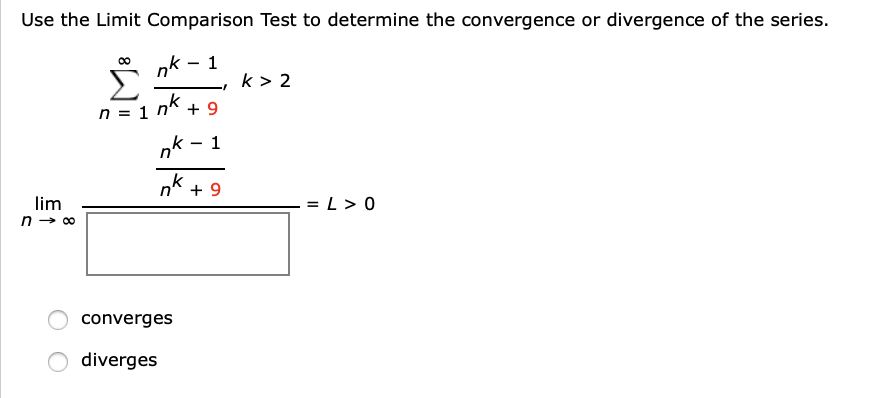 Solved Use the Limit Comparison Test to determine the | Chegg.com