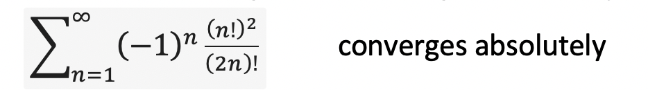 Solved 8 Σ (n!)2 (-1)* (2η)! In=1 converges absolutely | Chegg.com
