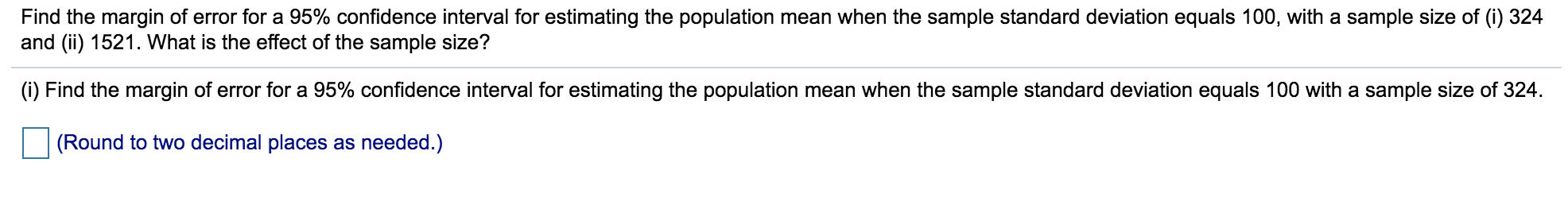 Solved Find the margin of error for a 95% confidence | Chegg.com