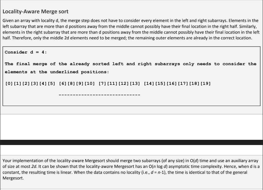 (Solved) : Locality Aware Merge Sort Given Array Locality D Merge Step ... (Solved) : Locality Aware Merge Sort Given Array Locality D Merge Step ...