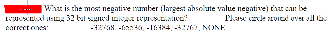 Solved --- What is the most negative number (largest | Chegg.com