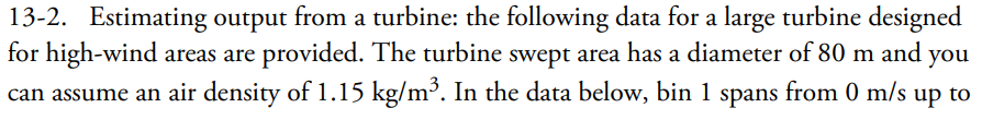 Solved 13-2. Estimating output from a turbine: the following | Chegg.com