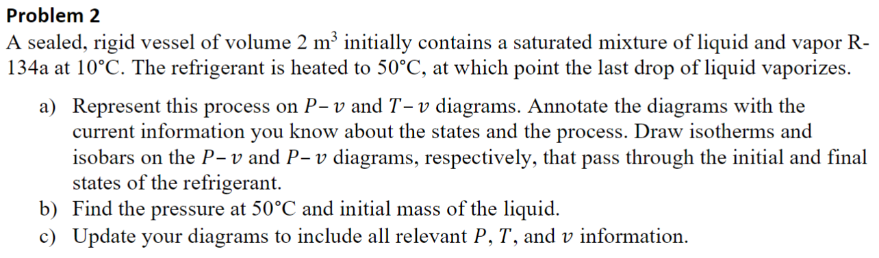 Solved Problem 2A sealed, rigid vessel of volume 2m3 | Chegg.com