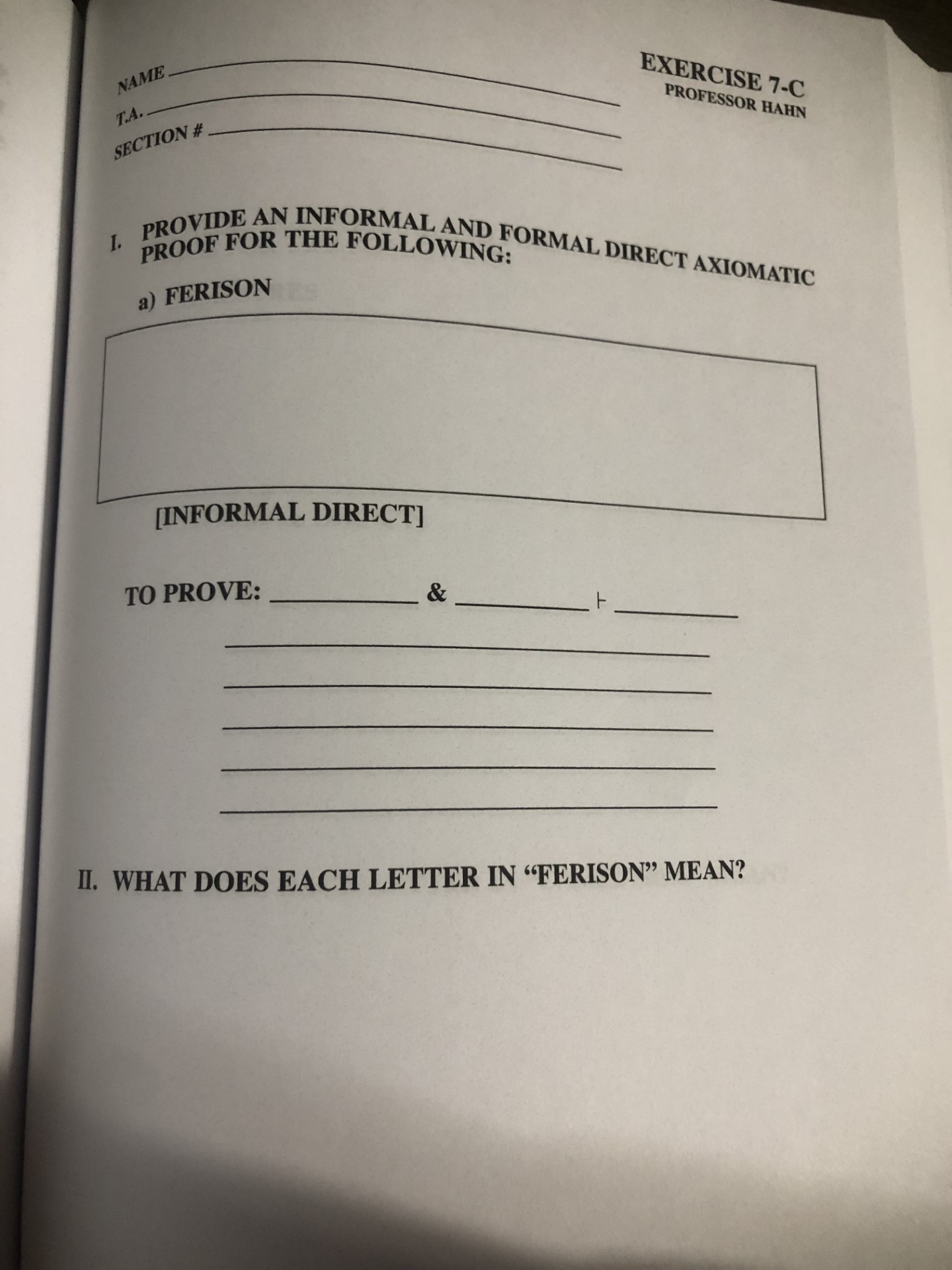 Solved PROVIDE AN INFORMAL AND FORMAL DIRECT AXIOMATICPROOF | Chegg.com