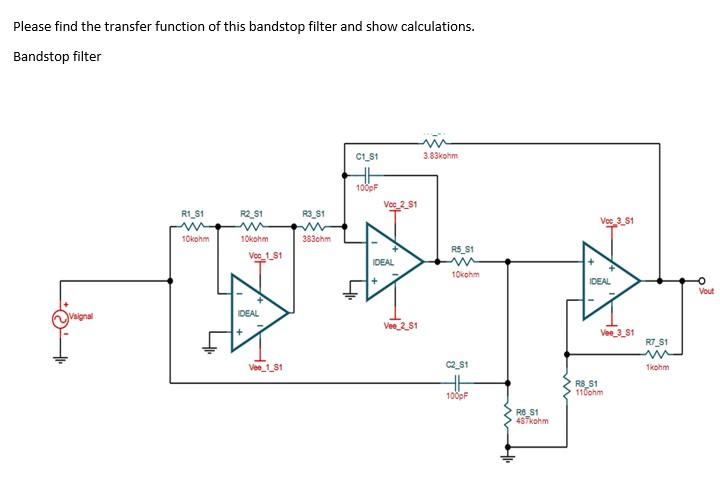 Solved Please find the transfer function of this bandstop | Chegg.com