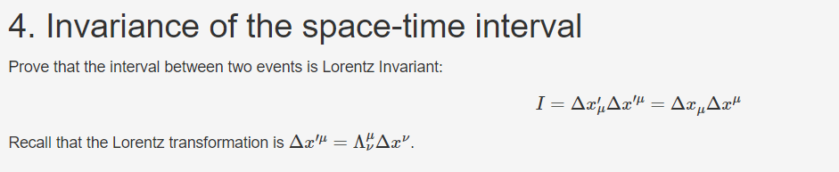 Solved 4. Invariance of the space-time interval Prove that | Chegg.com