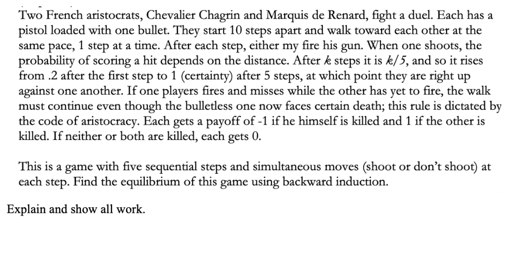 Solved Two French aristocrats, Chevalier Chagrin and Marquis | Chegg.com