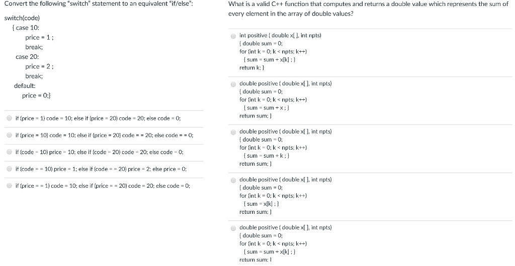 Solved Convert the following "switch" statement to an | Chegg.com