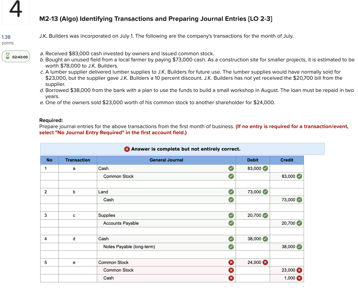 Solved Where did I go wrong on part 5: (e)One of the owners | Chegg.com