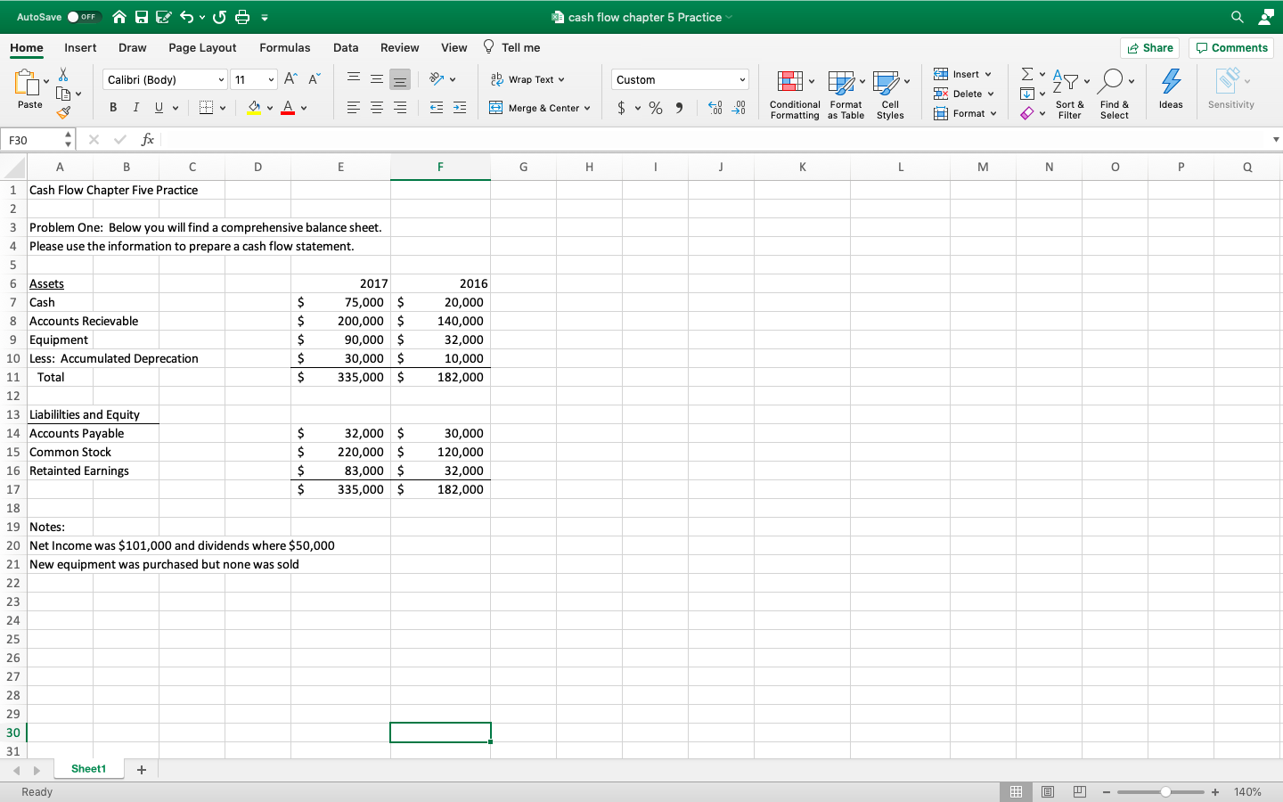Solved AutoSave OFF HES50 cash flow chapter 5 Practice Home | Chegg.com