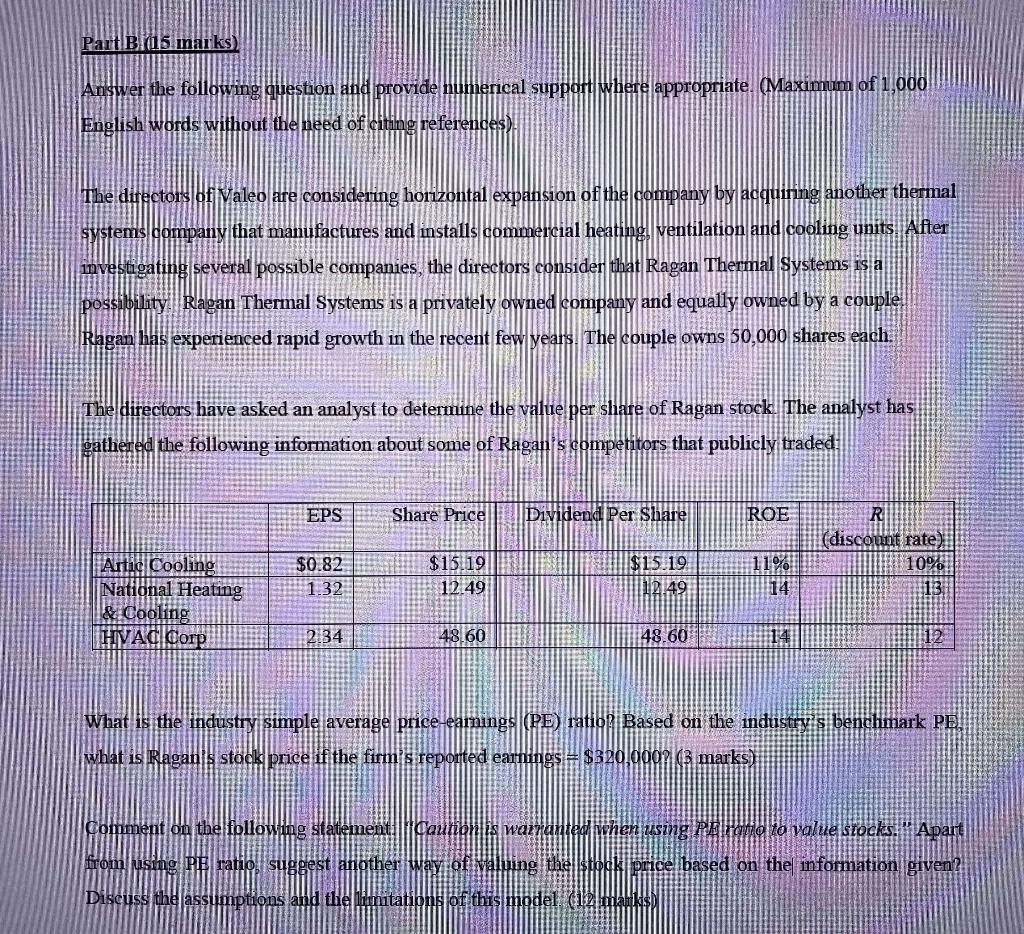 Solved Part B 15 marks) Answer the following question and | Chegg.com