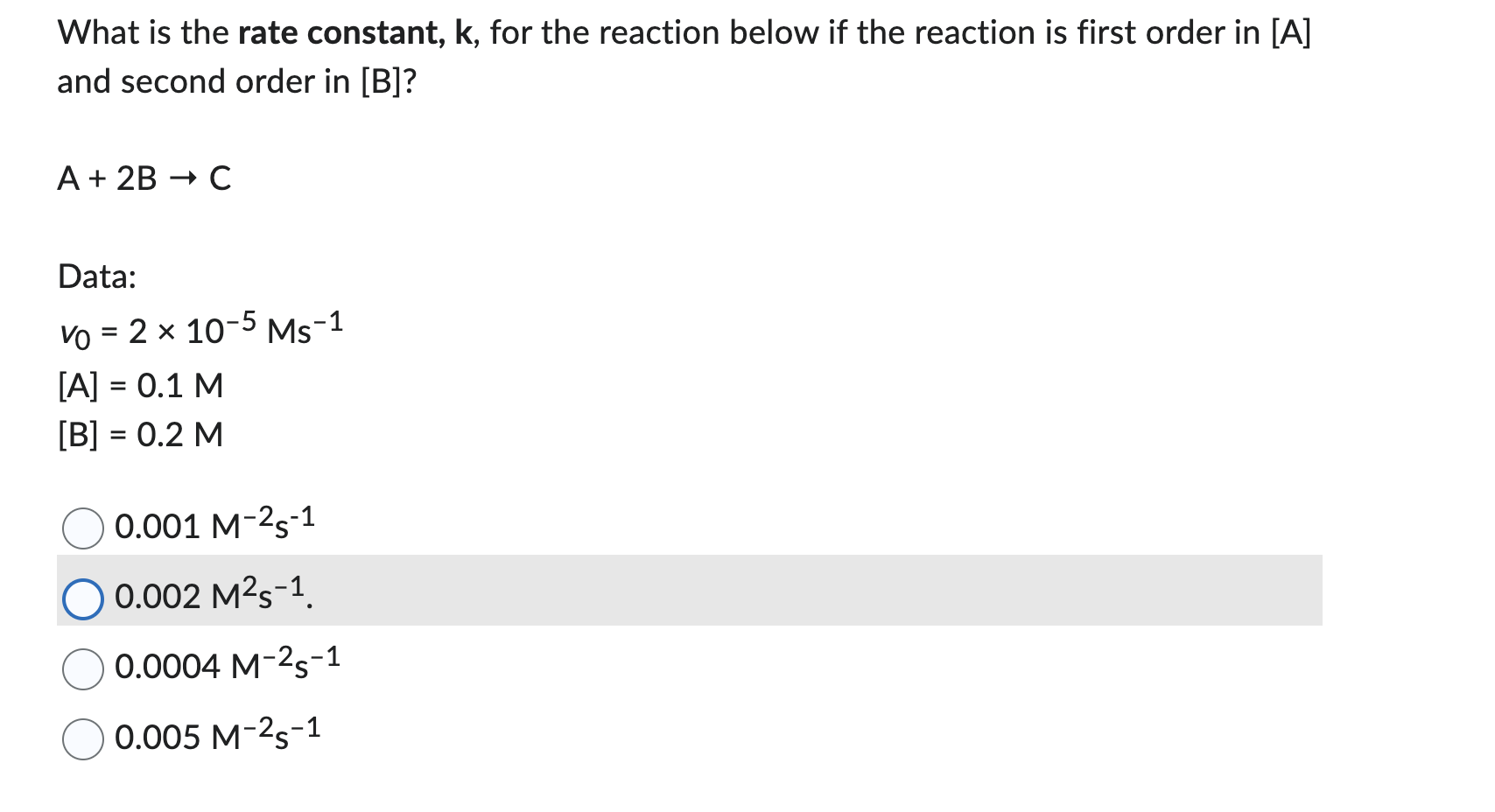 Solved What is the rate constant, k, for the reaction below | Chegg.com