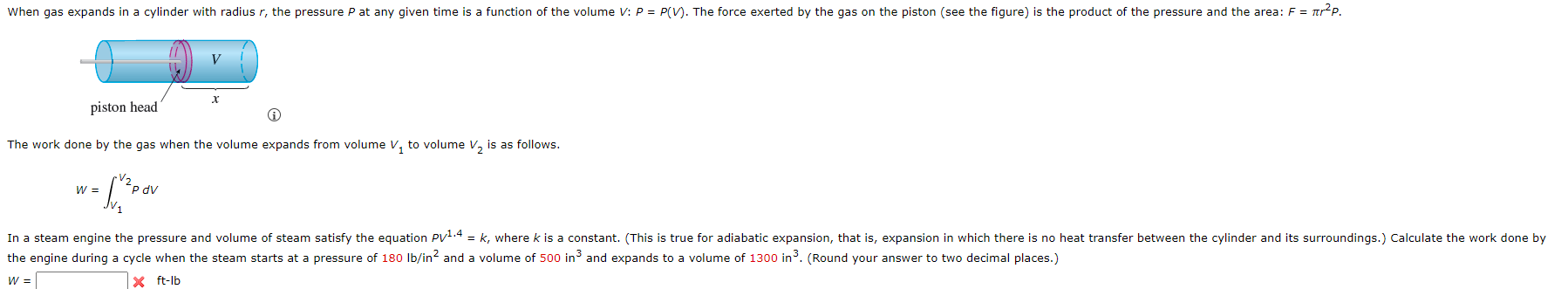 Solved ) The work done by the gas when the volume expands | Chegg.com