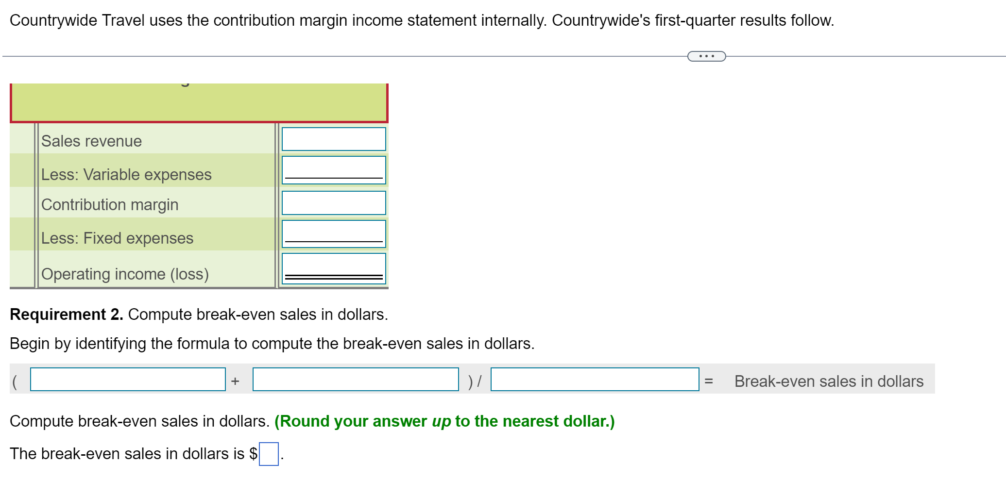 Solved Data table\r\n\r\n\r\n\r\nCountrywide Travel uses the | Chegg.com