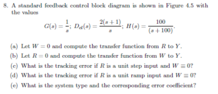 8. A standard feedback control block diagram is shown | Chegg.com