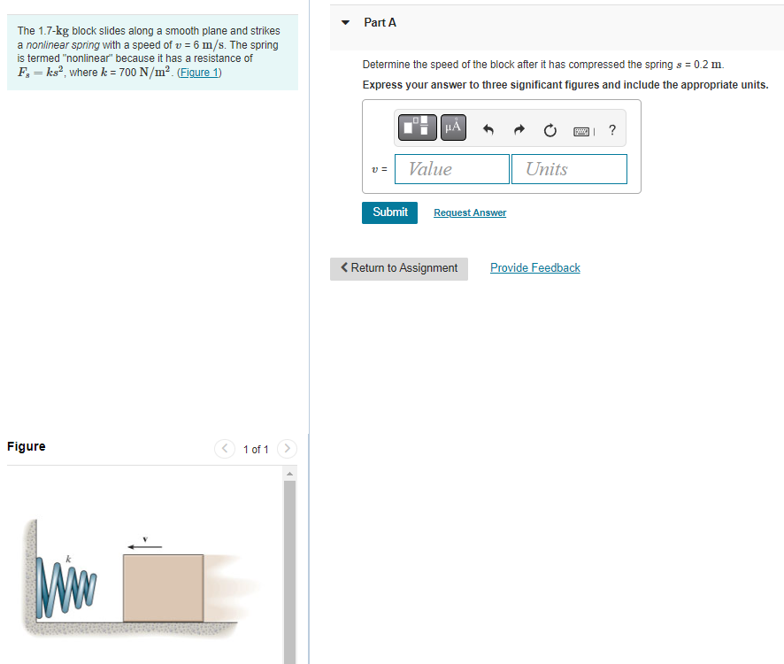 Solved The 1.7-kg block slides along a smooth plane and | Chegg.com