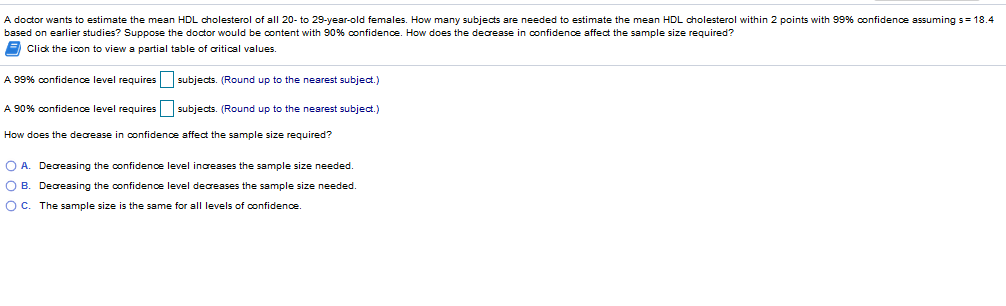 Solved A doctor wants to estimate the mean HDL cholesterol | Chegg.com
