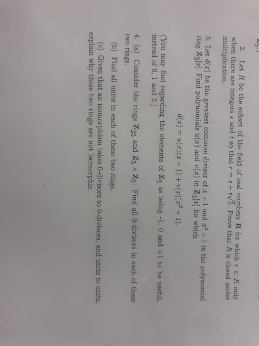 Solved 2. Let R be the subset of the field of real numbers R | Chegg.com
