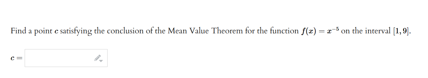 Solved Find a point c satisfying the conclusion of the Mean | Chegg.com