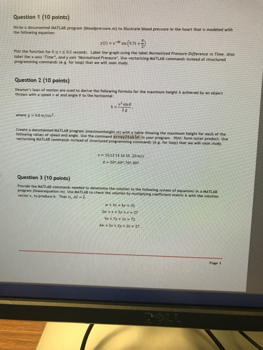Solved Write a documented MATLAB program (bloodpressure.m) | Chegg.com