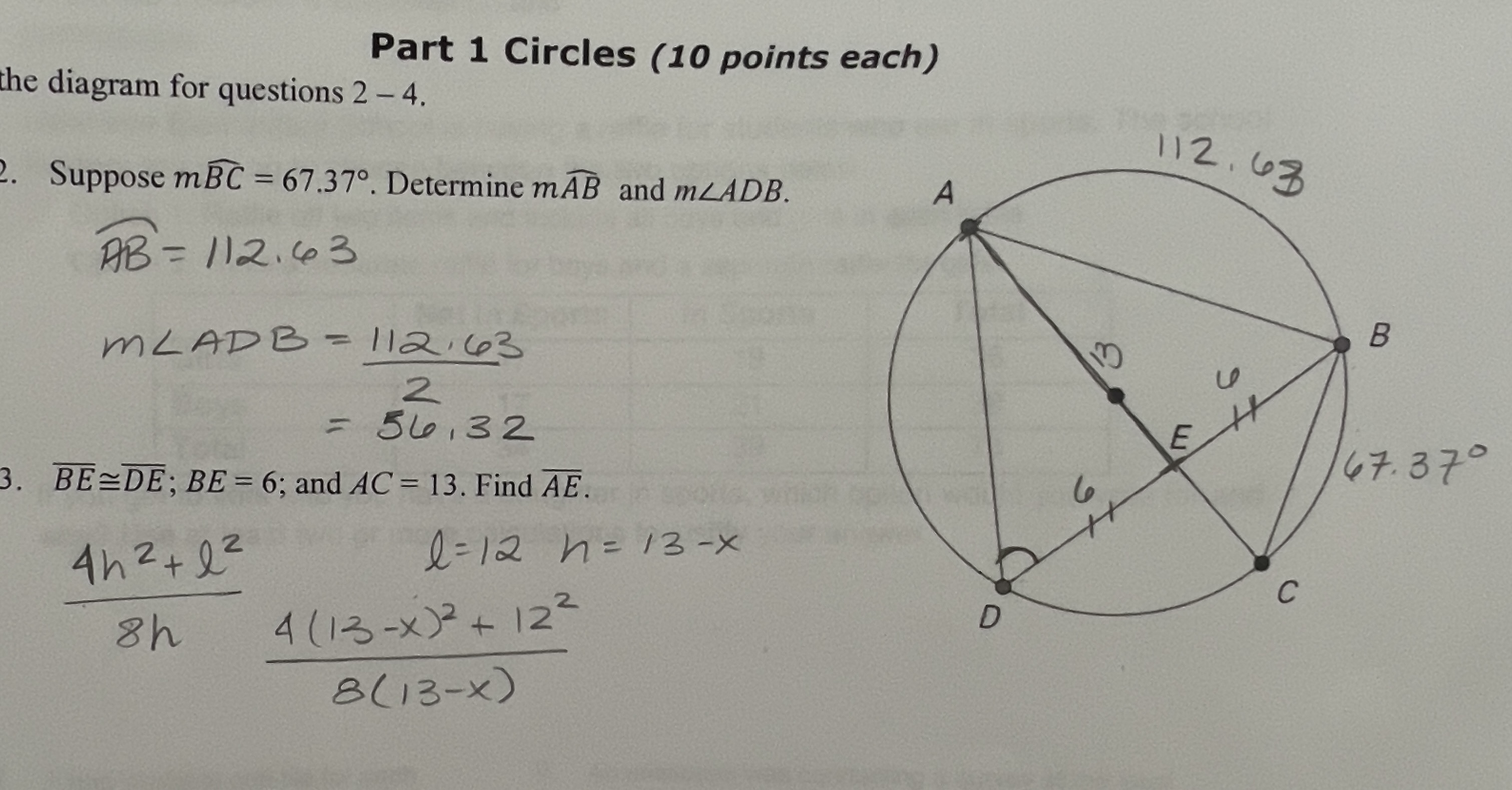Solved Part 1 Circles ( 10 points each) he diagram for | Chegg.com