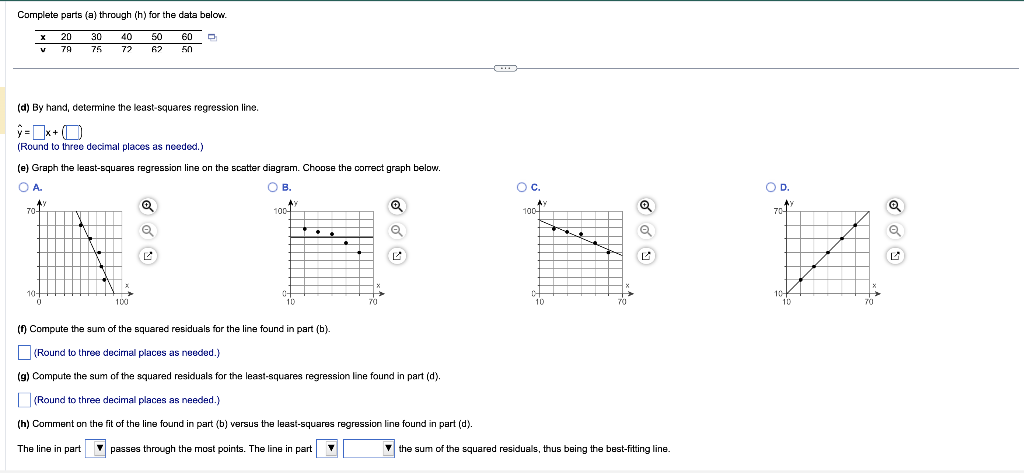 Solved Complete parts (a) through (h) for the data below. | Chegg.com