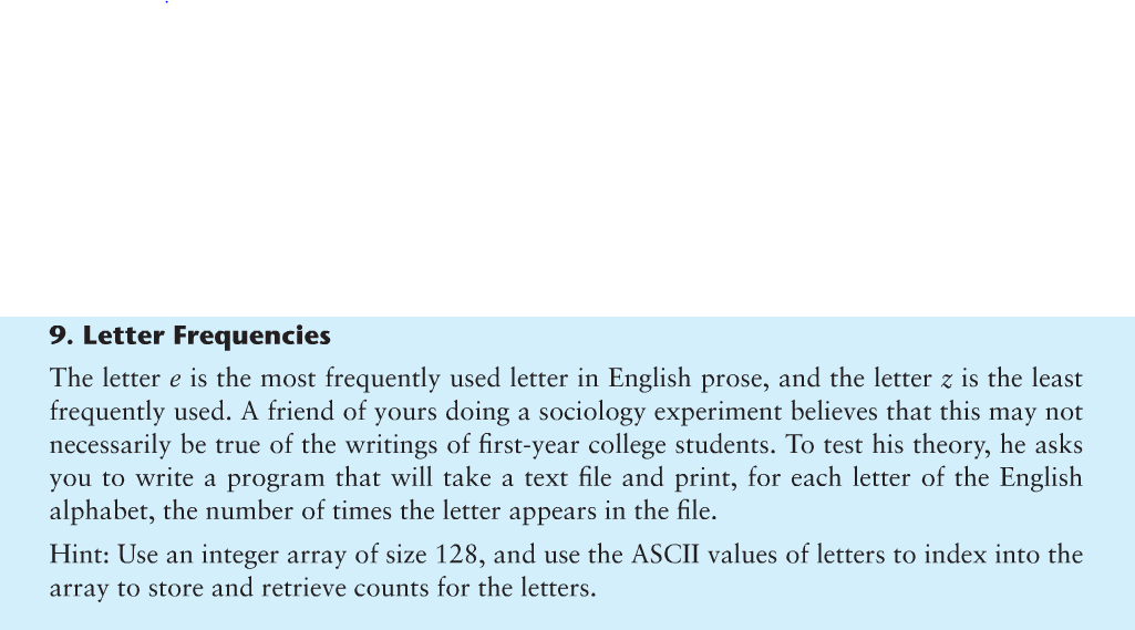 Solved 9. Letter Frequencies The letter e is the most | Chegg.com