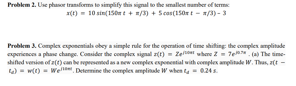 Problem 2. ﻿Use phasor transforms to simplify this | Chegg.com