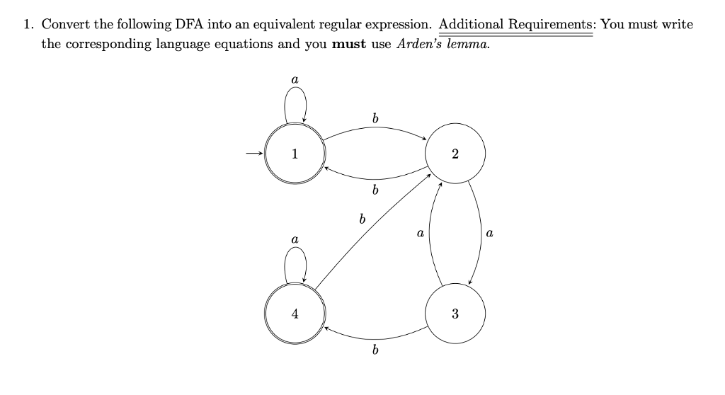 Solved 1. Convert the following DFA into an equivalent | Chegg.com