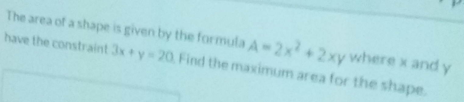 Solved The area of a shape is given by the formula A 2x2 + | Chegg.com