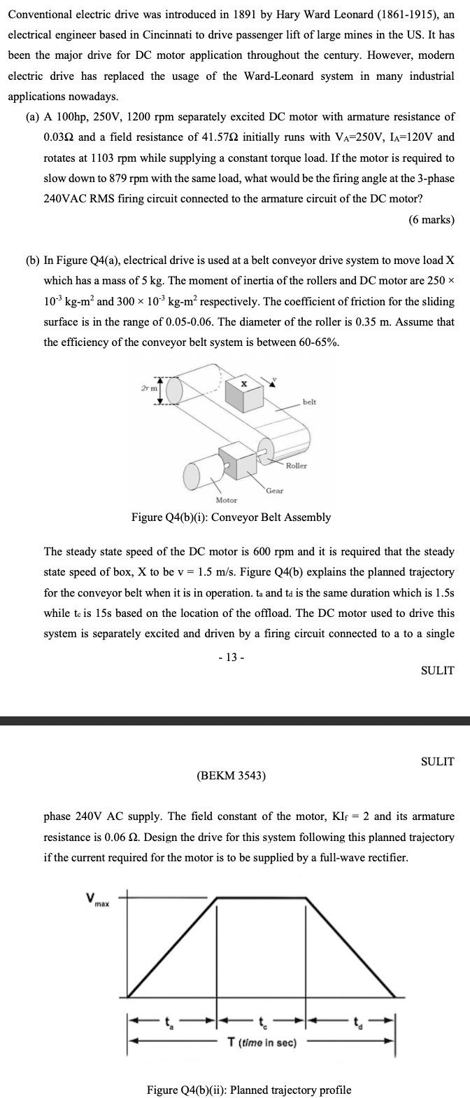 Solved Conventional electric drive was introduced in 1891 by | Chegg.com