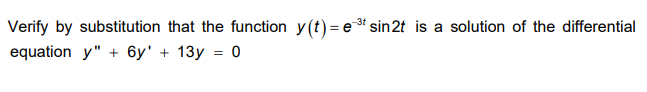 Solved Verify by substitution that the function | Chegg.com