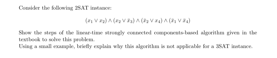 Consider the following 2SAT instance: (x1 V.x2) A (22 | Chegg.com