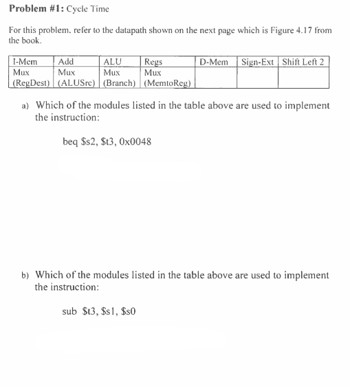 Solved Problem \# 1: Cycle Time For this problem. refer to | Chegg.com