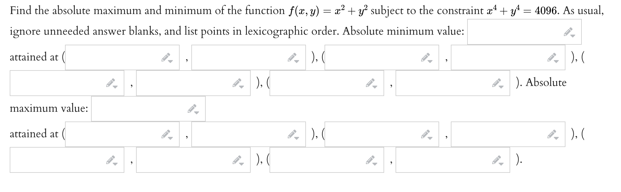 Solved Find the absolute maximum and minimum of the function | Chegg.com
