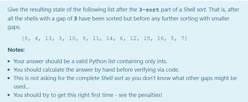 Solved can you please show the working of how the shell sort | Chegg.com