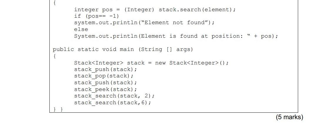 Solved QUESTION 3 (10 marks) a) The following code shows the | Chegg.com