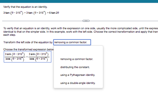 Solved Verify that the equation is an identity. 3 tan | Chegg.com