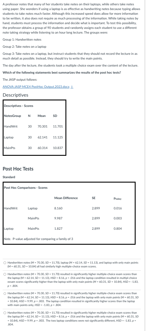 Solved A professor notes that many of her students take | Chegg.com