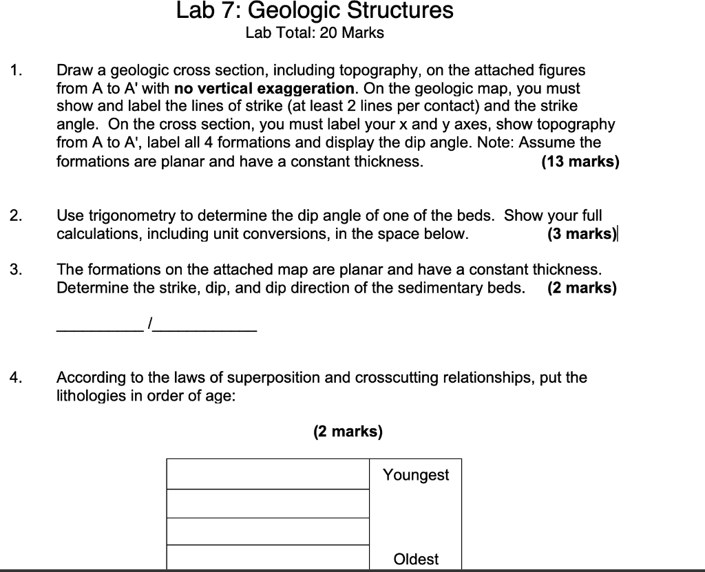 Solved Lab 7: Geologic Structures Lab Total: 20 Marks 1. | Chegg.com