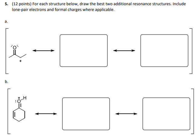 Solved For each structure below, draw the best two | Chegg.com