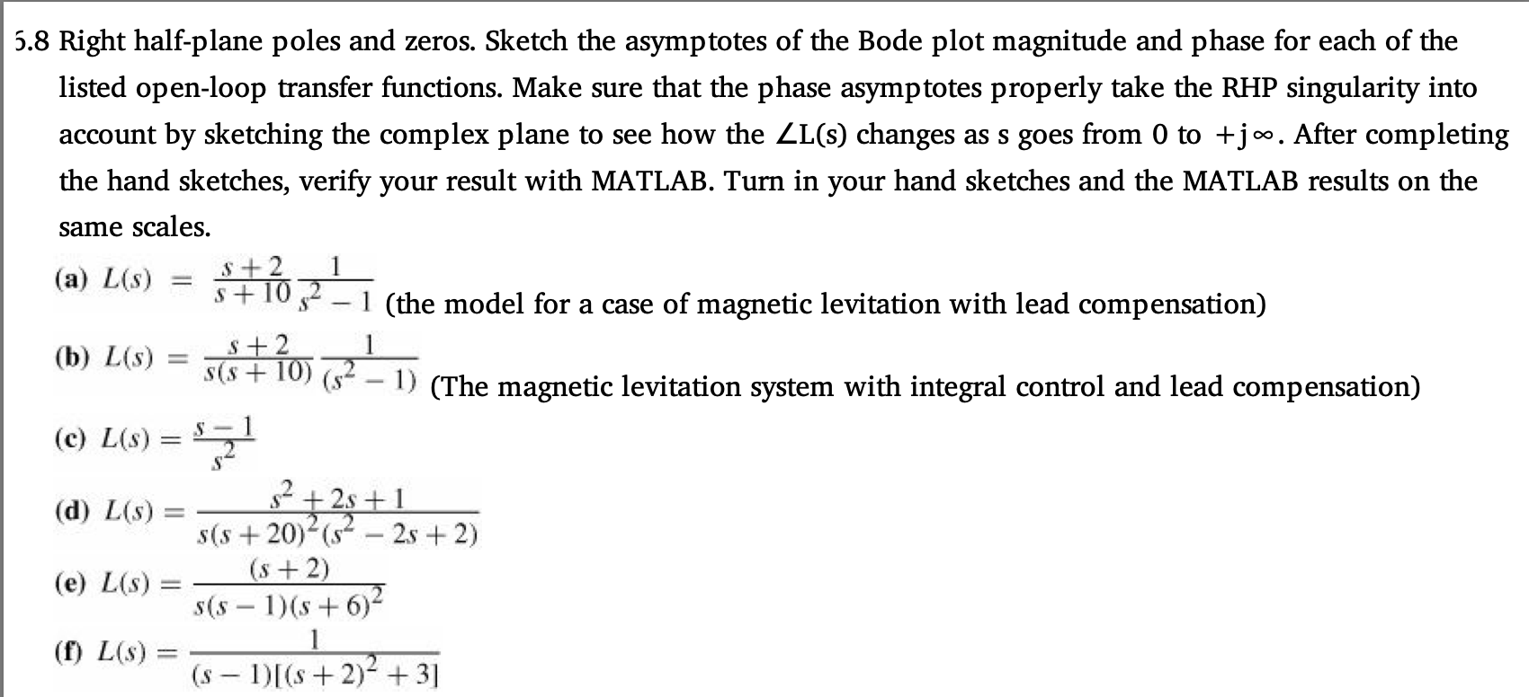 Solved = 5.8 Right half-plane poles and zeros. Sketch the | Chegg.com